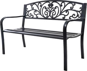 Costway Litinová zahradní lavička – 127 × 60 × 85 cm, černý