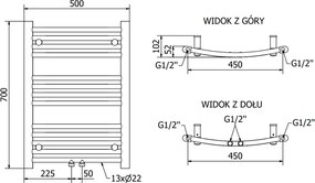 Mexen Ares, topné těleso 700x500 mm, 226 W, zlatá lesklá, W102-0700-500-00-50
