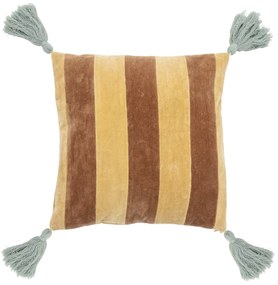 Bloomingville Dekorativní bavlněný polštář Hei 40x40 cm, hnědá barva, textil