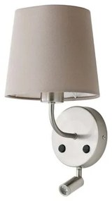Redo Nástěnná LED lampa Piccadilly 1xE27 + LED 3W Barva: Saténový nikl, Barva stínidla: slonovinová