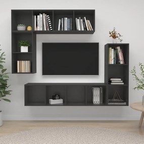 4dílný set TV skříněk šedý kompozitní dřevo