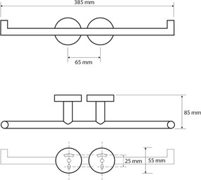 SAPHO - X-ROUND BLACK, dvojitý držák toaletního papíru, černá, XB703