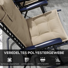 sada 2 polštářů na lehátko Voděodolný polštář na zahradní lehátko 50x116x5 cm, béžový