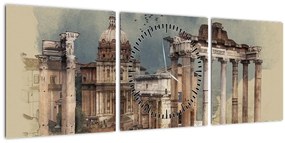 Obraz - Forum Romanum, Řím, Itálie (s hodinami) (90x30 cm)