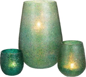 Velký zelený skleněný svícen Tom Green – Ø 17*26 cm