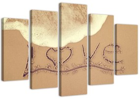 Obraz na plátně pětidílný Láska Sand Lettering - 150x100 cm