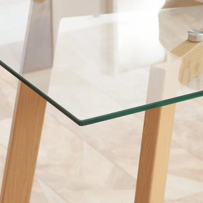 HOMCOM Jídelní stůl pro 4 osoby Moderní kuchyňský stůl s tvrzeným sklem a ocelovými nohami se dřevěným efektem pro obývací pokoj 120x60x76 cm Čirý