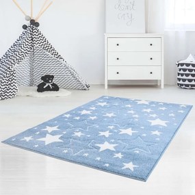 Originální dětský koberec modré barvy s hvězdičkami Šířka: 80 cm | Délka: 150 cm
