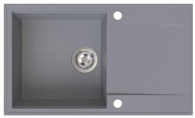 Sink Quality Sink55, kuchyňský granitový dřez 780x460x215 mm + chromový sifon, šedá, SKQ-SINK.D.1KDOL.X