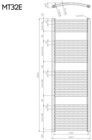 Mereo otopný žebřík oblý 450x1330 mm elektrický bílý MT32E