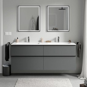 Koupelnová skříňka LAVOA 160 cm s umyvadlem z minerálního odlitku BRUXELLES - možnost volby barvy