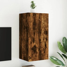 Nástěnná TV skříňka s LED osvětlením kouřový dub 40,5x35x80 cm