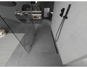 Mexen Kioto, průchozí sprchová zástěna 100 x 200 cm, 8mm sklo čiré/bílý vzor, 2x černá stabilizační rozpěra, 800-100-002-70-97