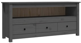 vidaXL TV skříňka šedá 114x35x52 cm masivní borové dřevo