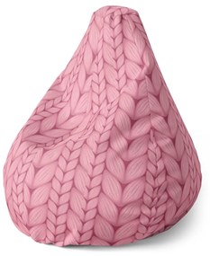 Sablio Sedací vak Pear Růžové pletení - 140 x 100 x 25 cm