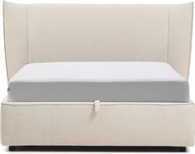 Béžová čalouněná dvoulůžková postel z žinylky s úložným prostorem s roštem 180x200 cm Arvian – Kave Home