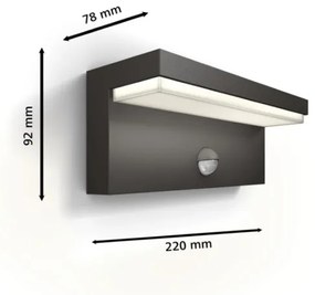 Philips - LED Venkovní nástěnné svítidlo se senzorem BUSTAN LED/3,8W/230V IP44