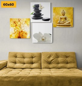 Set obrazů Feng Shui v bílo-žlutém provedení