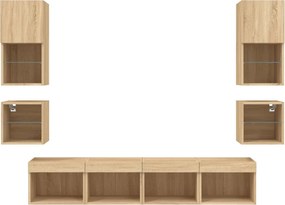 8dílná obývací stěna s LED dub sonoma kompozitní dřevo 3216592