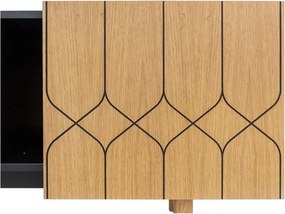 Černý/přírodní TV stolek v dekoru dubu 175x60 cm Porto – Woodman