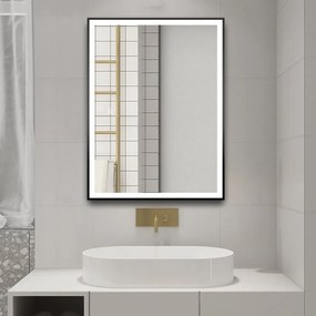 Aqualine Aqualine, CORNA zrcadlo s LED osvětlením 60x80cm, dotykový senzor, stmívatelné, černá mat, CN060