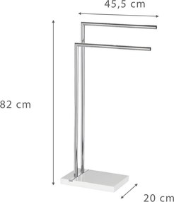 Koupelnový stojanový věšák na ručníky NOBLE WHITE - 2-ramenný, chromovaná ocel,WENKO
