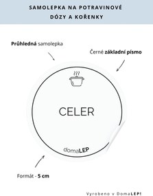 Samolepka na kořenky CELER průhledná 5 cm základní písmo