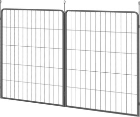 PawHut Sada dvou rozšiřujících panelů 2 pro venkovní oplocení, 80 x 100 cm ocelový výběh pro štěňata pro malé až velké psy - Šedá | Aosom