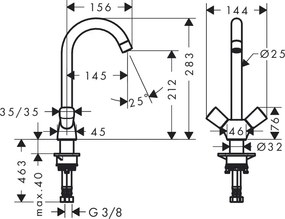 Hansgrohe Logis, dřezová stojánková baterie, chromová, 71280000