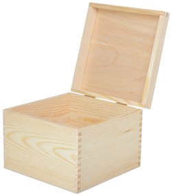 Dřevěná krabička s víkem - 20 x 20 x 15 cm, přírodní - 2. JAKOST!