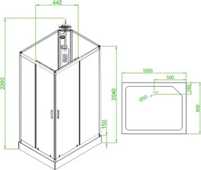 BPS-koupelny Hydromasážní box ALMA-L 100x80 levý