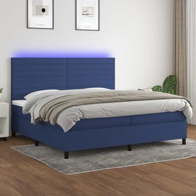 Box spring postel s matrací a LED modrá 200x200 cm textil 3134987