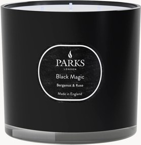 Ručně vyrobená vonná svíčka se třemi knoty Black Magic (bergamot, růže a pačule)