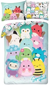 Oboustranné ložní povlečení z mikrovlákna Squishmallows – motiv Squish Squad - 70 x 90 cm + 140 x 200 cm - zipové zapínání