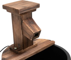 Outsunny zahradní fontána dekorativní fontána fontána sudová fontána vodopád s dřevěným vědrem z jedlového dřeva a kovu tmavě hnědá Ø27 x 37 cm | Aos…