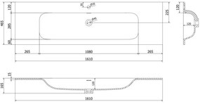 Mexen Orio, koupelnová skříňka 160 cm s umyvadlem Vela, 2 zásuvky, bílá matná, 91A10-16047-2-BFF01-W23M01