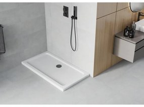 Mexen SLIM - Obdélníková sprchová vanička 140x70x5cm + černý sifon, bílá, 40107014B
