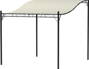 pergola 3 x 2,5 m, nástěnný zahradní pavilon, odolný proti vodě, kovový rám, odtokové otvory, stínící střecha, krémově bílá barva
