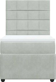 Box spring postel s matrací světle šedá 100x200 cm samet 3294562