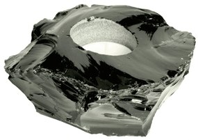 Milujeme Kameny Obsidián černý - svícen - surový kámen