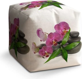 Sablio Taburet Cube Orchideje a kameny - 60x60x60 cm