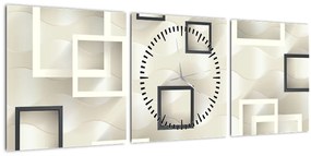 Geometrický abstraktní obraz (s hodinami) (90x30 cm)