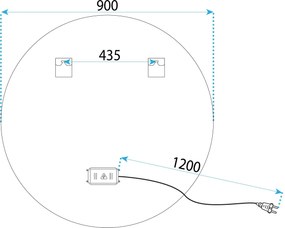 Rea Rea, LED zrcadlo 90cm v ocelovém rámu, broušená ocel, HOM-06550