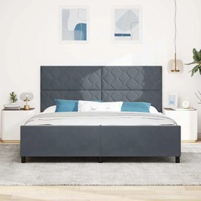 Postel s boxspringem s čelo Tmavě šedá 200 x 200 cm samet 3345030