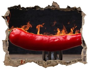 Wallmuralia Nálepka 3D díra samolepící Chilli paprička 95x64 cm