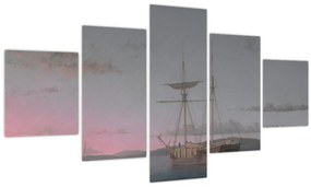 Obraz - Fitz Henry Lane, Lumber Schooners at Evening on Penobscot Bay, reprodukce (125x70 cm)