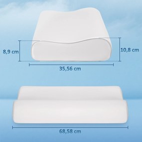 HOMCOM viskoelastický polštář na krk a hlavu s ergonomickým designem s dvojitou výškou pro spáče na boku a na zádech
