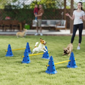 PawHut Agility set pro psy 3-dílné vybavení pro výcvik psů Zásuvná sada překážek se 6 kužely 3 překážky Přepravní taška D07-059V00BU