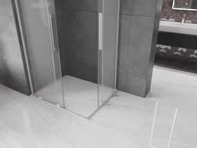 Mexen Velar L Duo, sprchový kout s posuvnými dveřmi 100 x 90 cm, 8mm sklo námraza, broušená ocel, 871-100-090-02-33-97