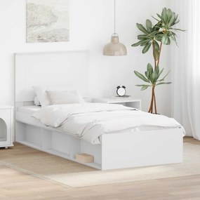 Rám postele s čelo Bílá 90 x 200 cm Masivní borové dřevo 3409408